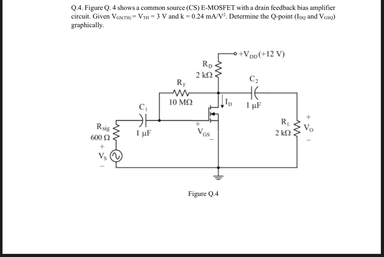 Solved Q.4. ﻿Figure Q. 4 ﻿shows a common source (CS) | Chegg.com