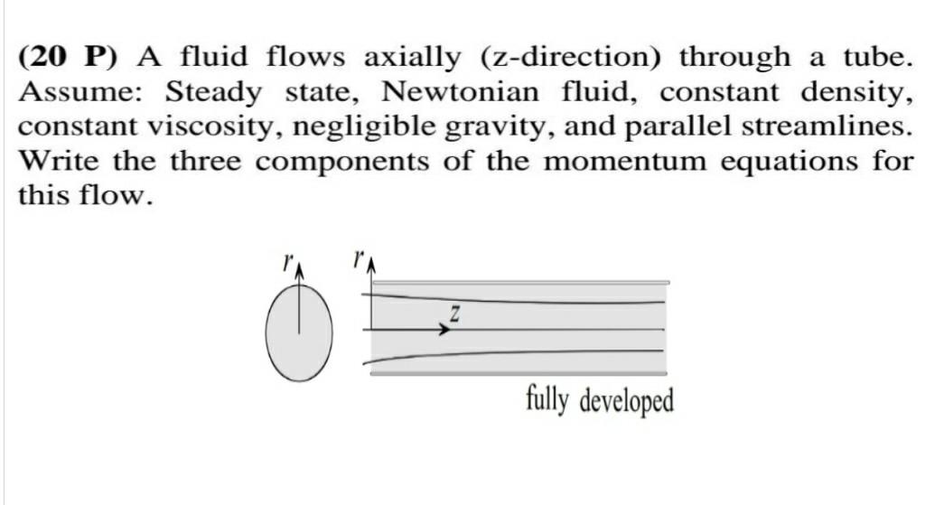 Solved (20 P) A fluid flows axially (z-direction) through a | Chegg.com
