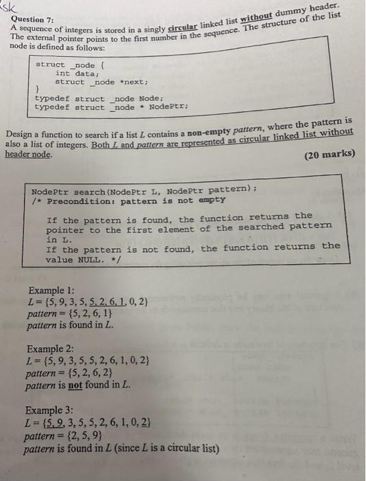 Solved Question 7: A sequence of integers is stored in a | Chegg.com