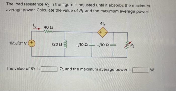 Solved The load resistance RL in the figure is adjusted | Chegg.com