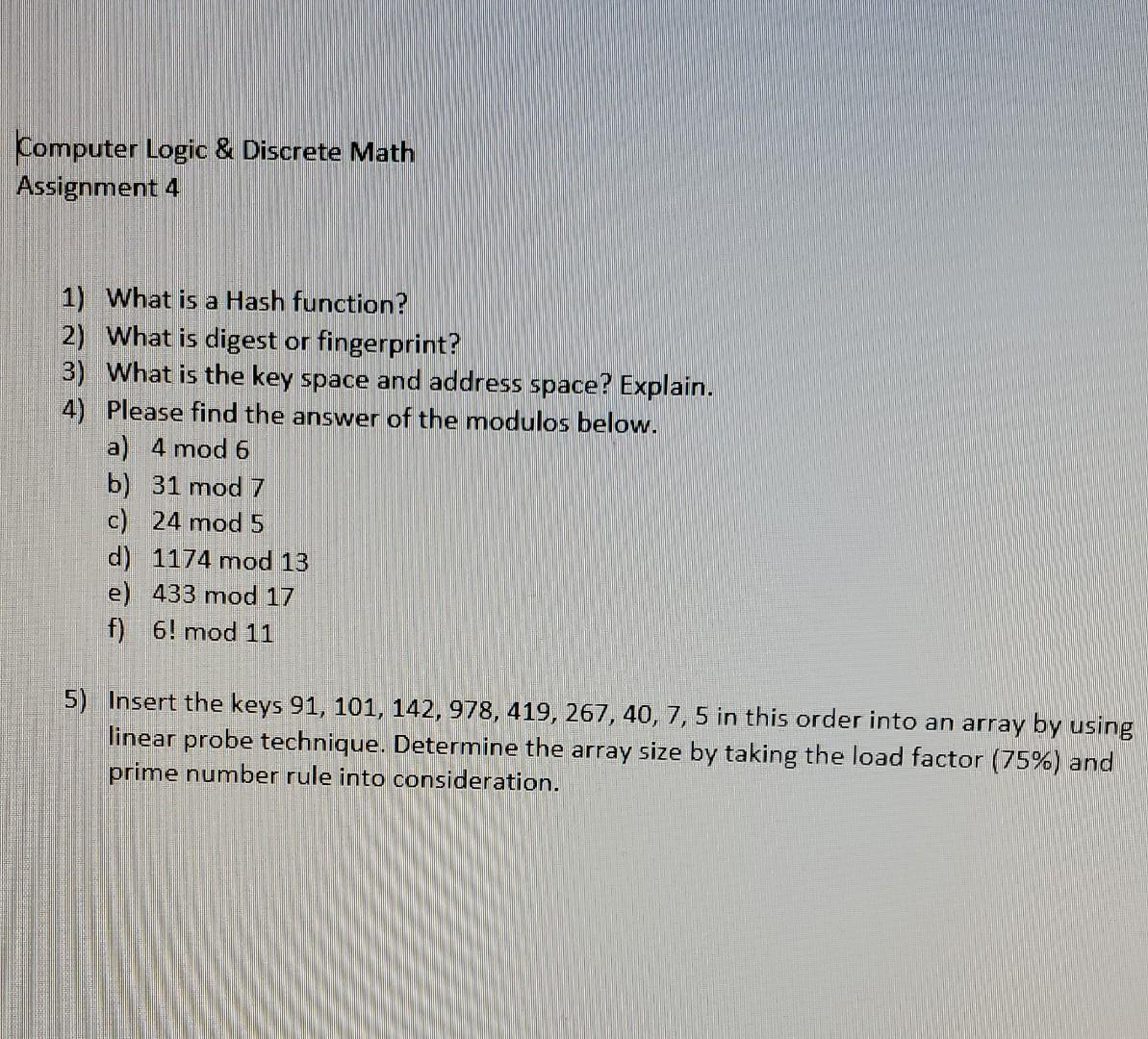 Solved Computer Logic & Discrete Math Assignment 4 1) What | Chegg.com