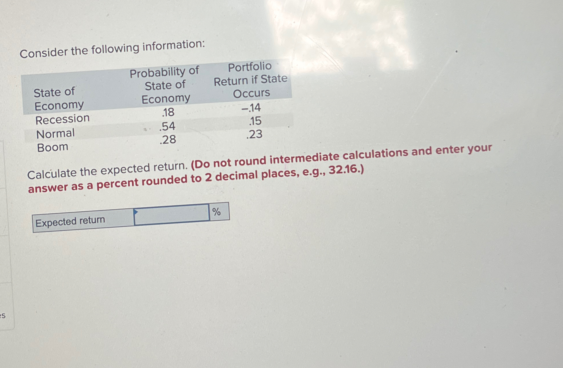 Solved Consider the following information:\table[[State | Chegg.com