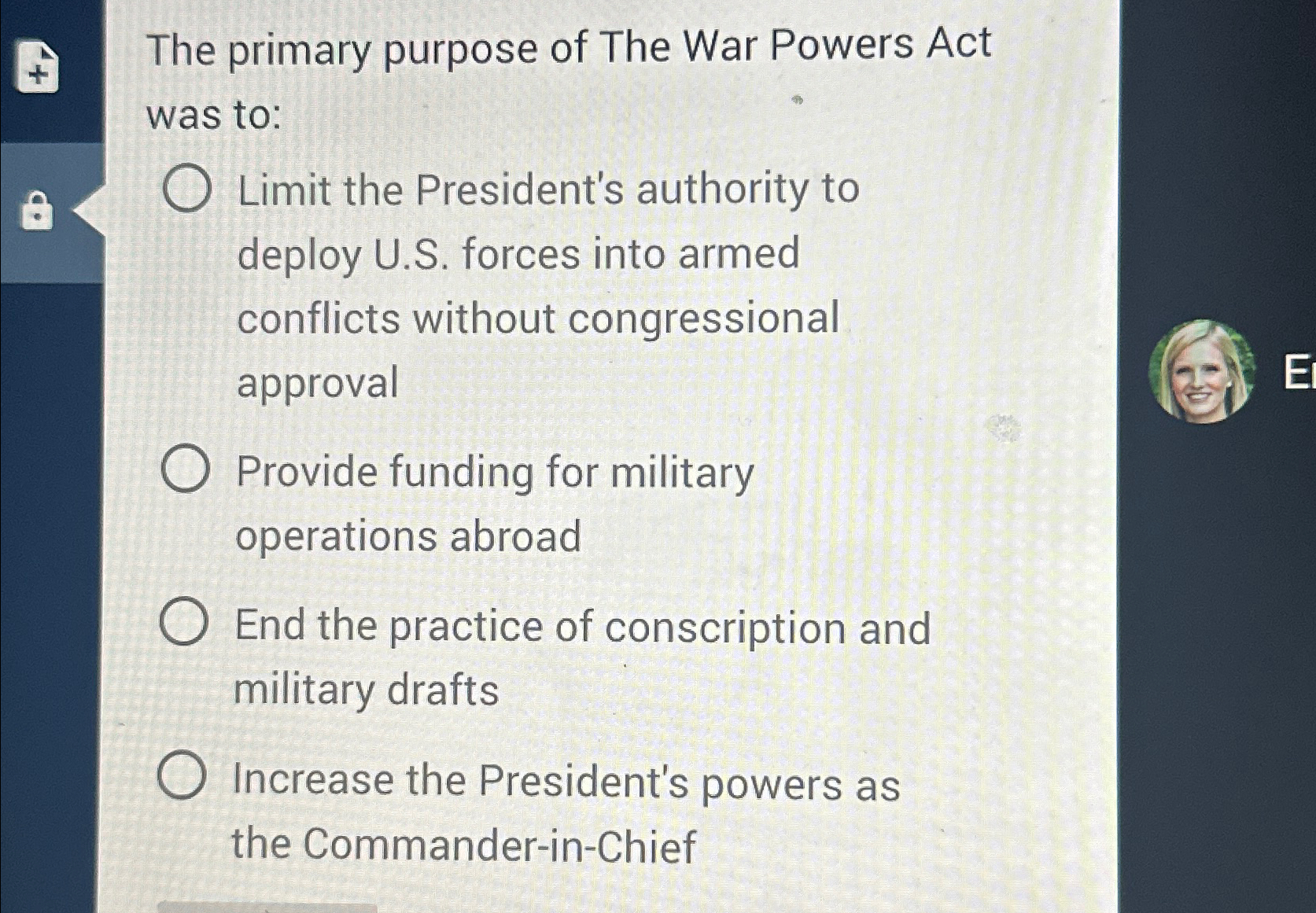 Solved The primary purpose of The War Powers Act was | Chegg.com