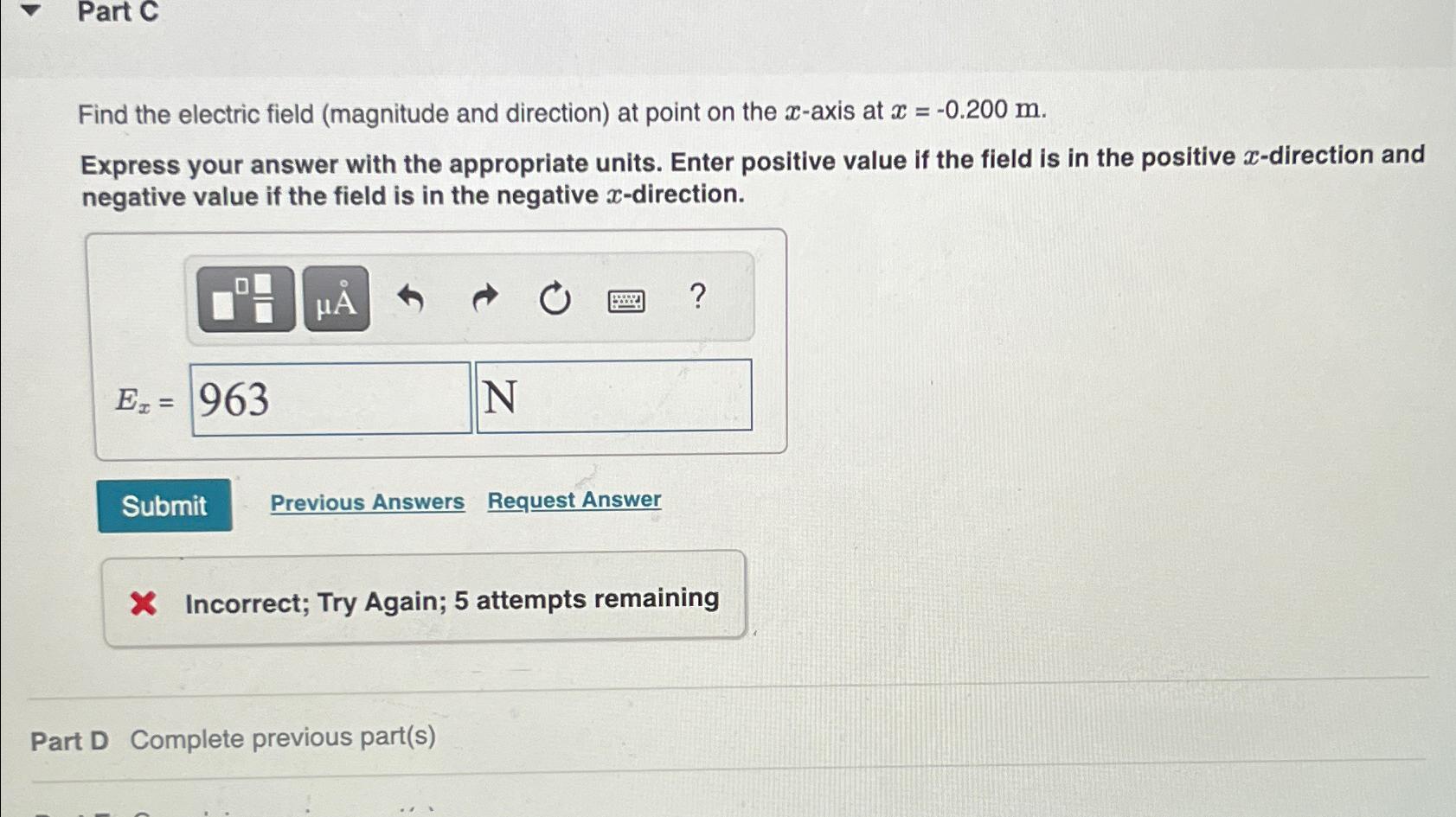 Part C\\nFind the electric field (magnitude and | Chegg.com