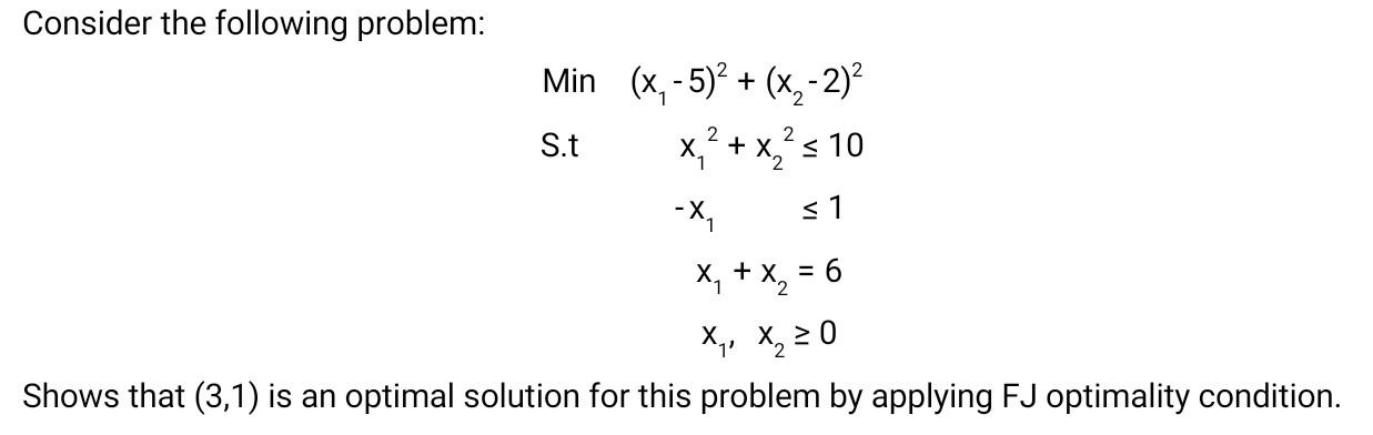Solved Consider the following problem: Min (x1−5)2+(x2−2)2 | Chegg.com