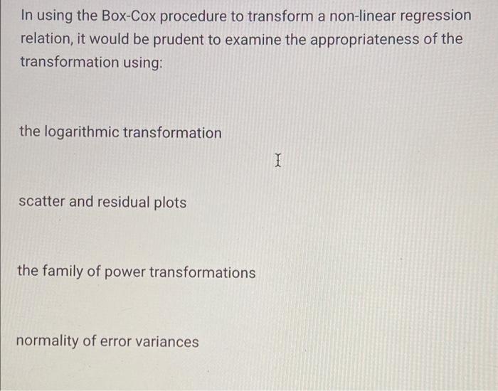 In using the Box-Cox procedure to transform a | Chegg.com