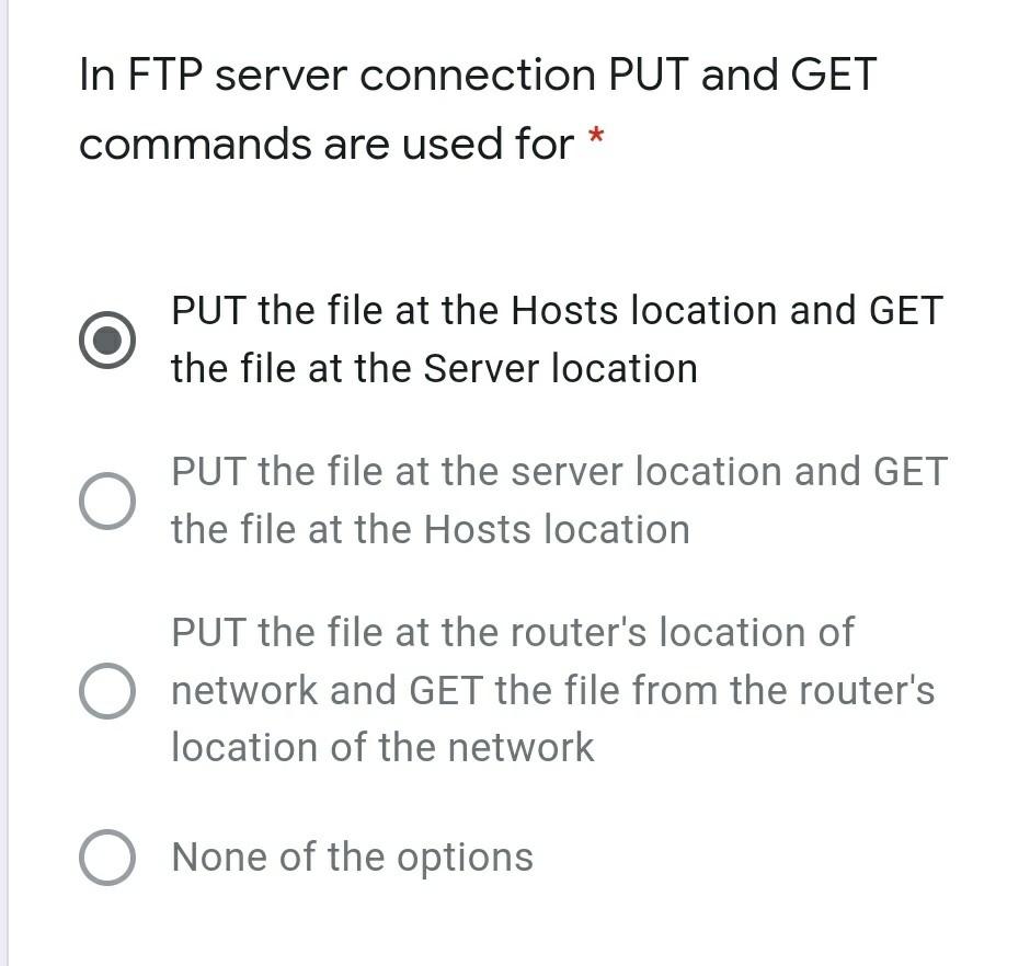 Solved In FTP server connection PUT and GET commands are | Chegg.com
