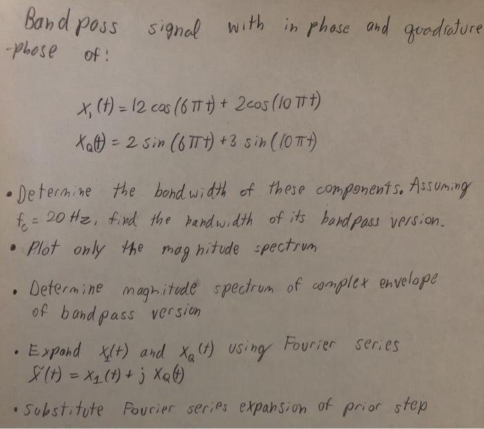 Solved -phose of: Band poss signal with in phase and | Chegg.com