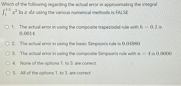 Solved Which of the following regarding the actual error in | Chegg.com