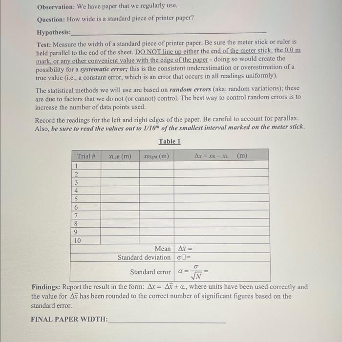 Solved Observation: We have paper that we regularly use, | Chegg.com