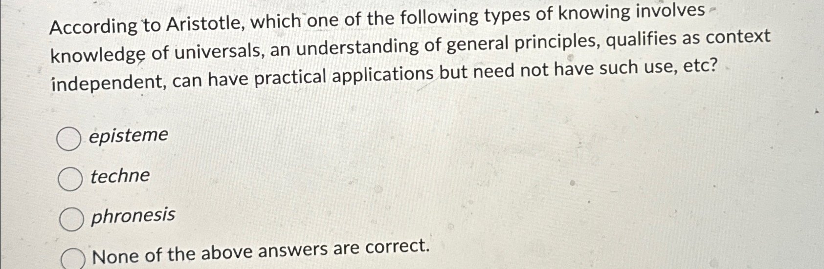 Solved According to Aristotle, which one of the following | Chegg.com