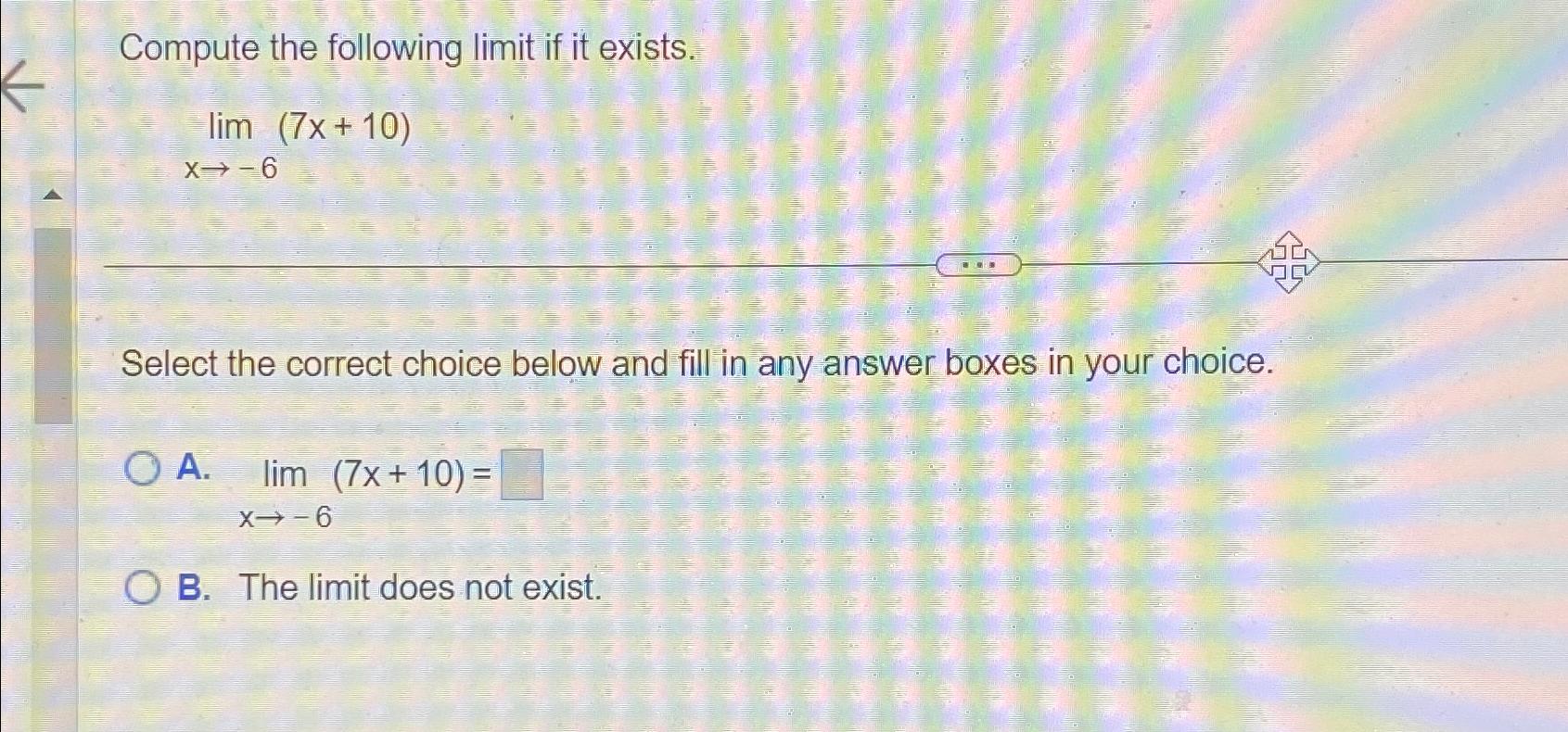 Solved Compute the following limit if it | Chegg.com