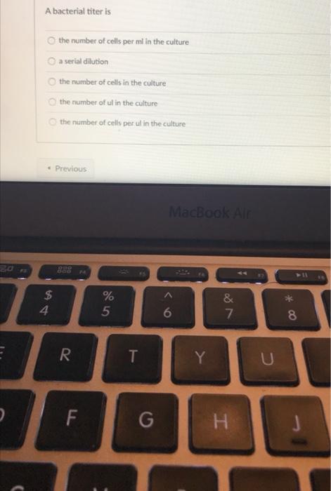 Solved A bacterial titer is the number of cells per ml in | Chegg.com