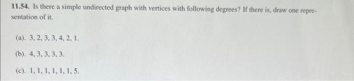 Solved 11.54. Is there a simple undirected graph with | Chegg.com