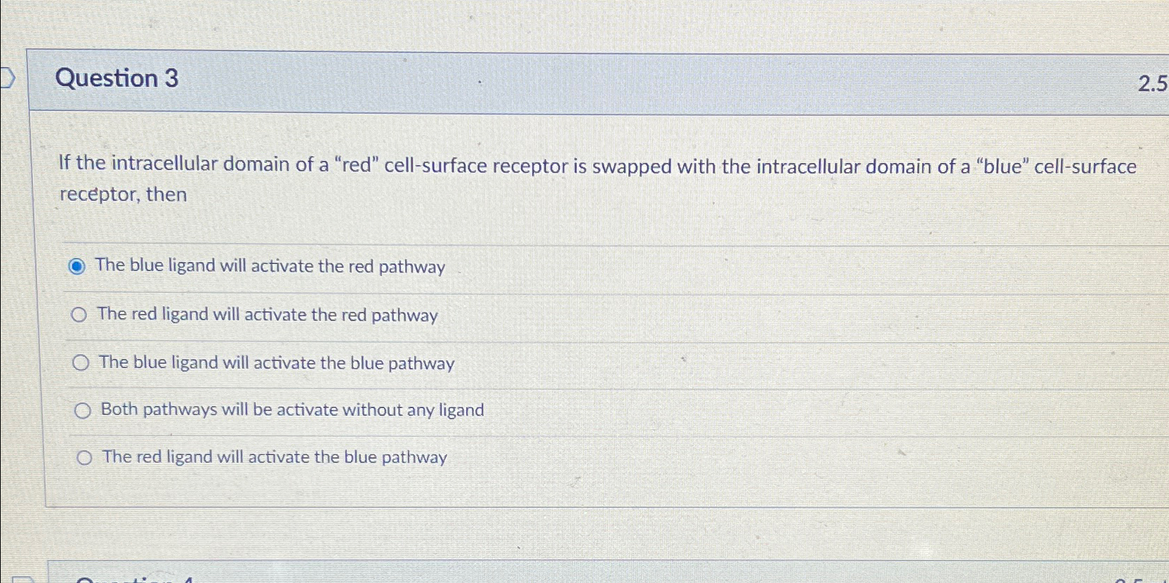 Solved Question 3If the intracellular domain of a "red" | Chegg.com