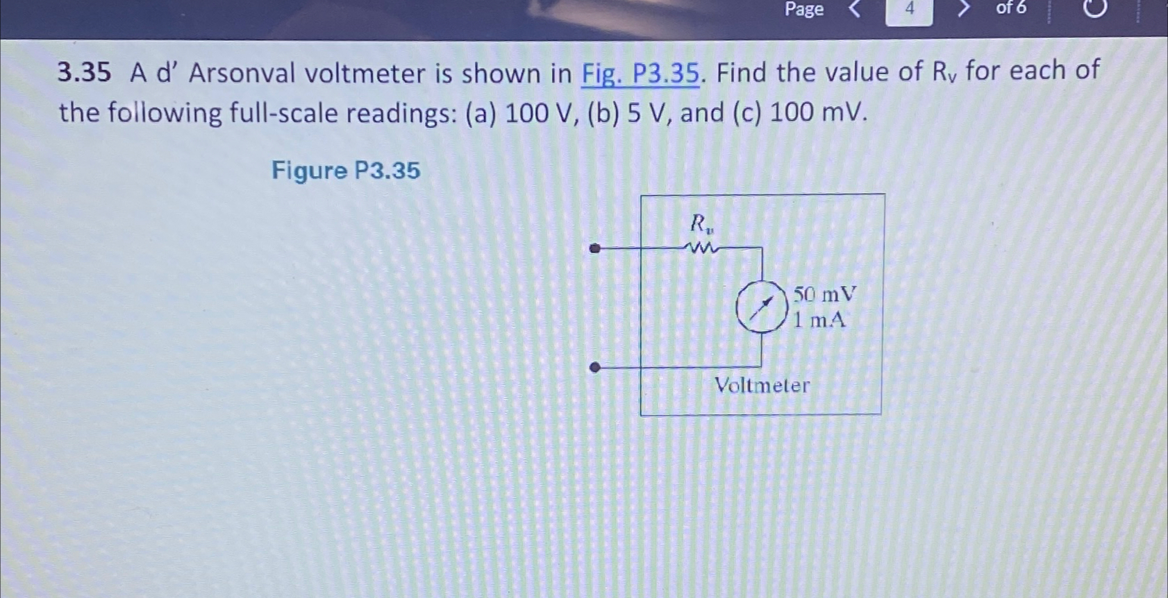 Solved 3.35 ﻿A d' ﻿Arsonval voltmeter is shown in Fig. | Chegg.com