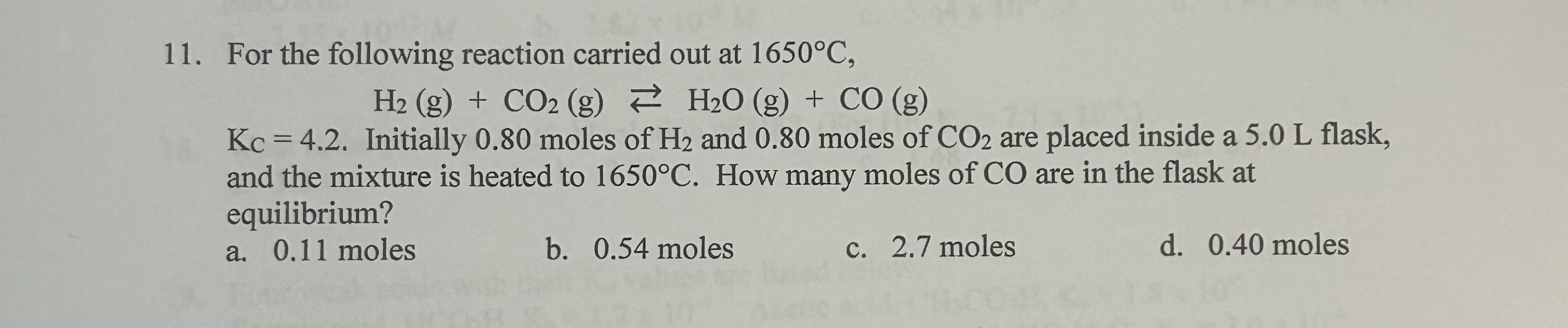 Solved For the following reaction carried out at | Chegg.com