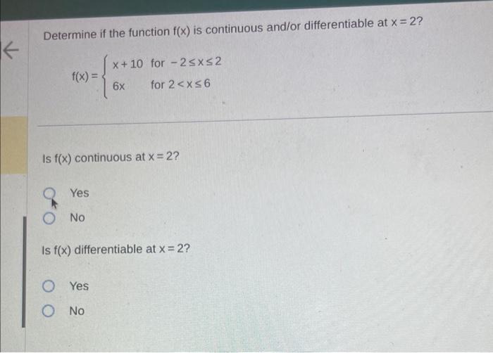 Solved Determine if the function f(x) is continuous and/or | Chegg.com