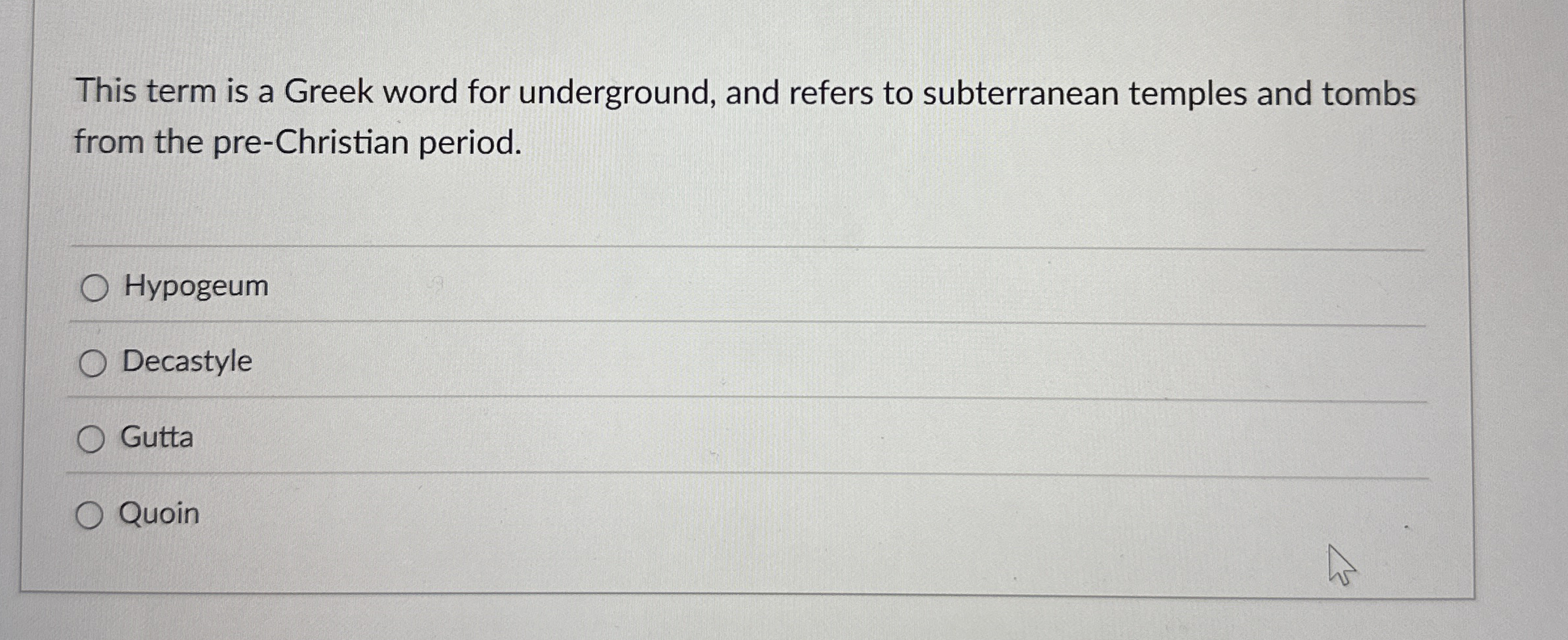 Solved This term is a Greek word for underground, and refers | Chegg.com