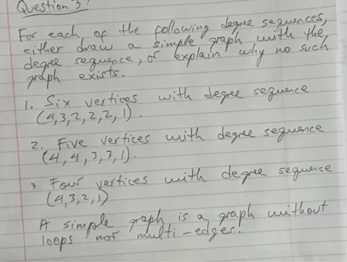 Solved Questions For each of the following degree the | Chegg.com