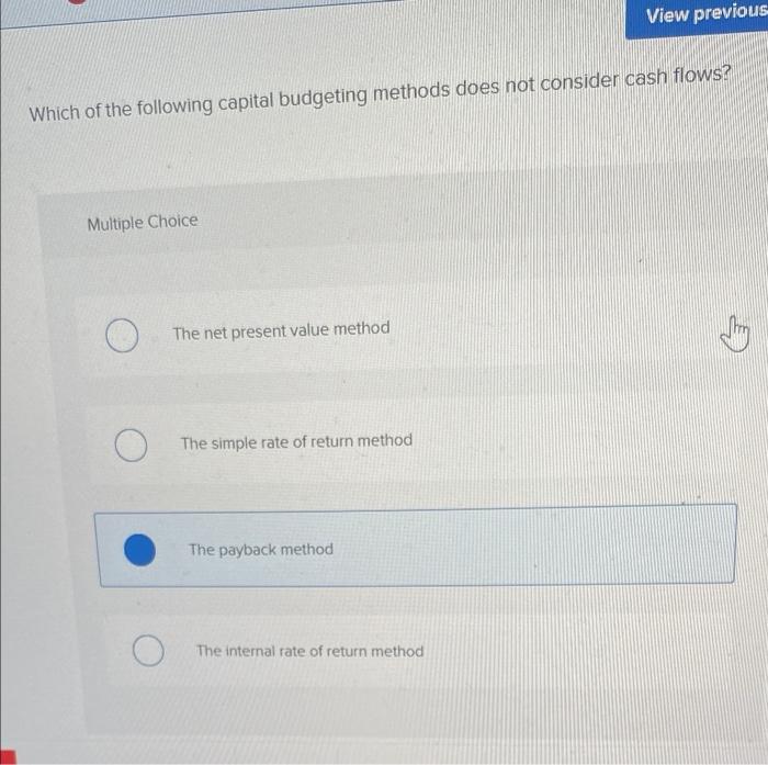 Solved View previous Which of the following capital | Chegg.com