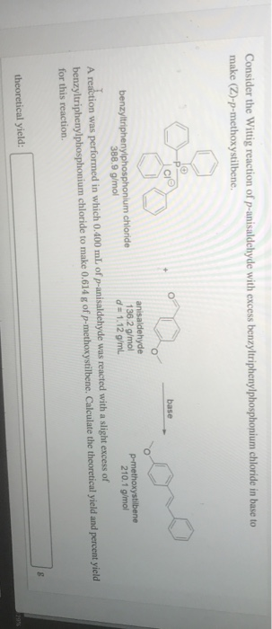 Solved Consider the Wittig reaction of p-anisaldehyde with | Chegg.com