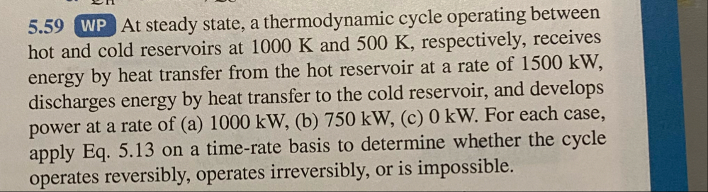 Solved 5.59 ﻿WP At steady state, a thermodynamic cycle | Chegg.com