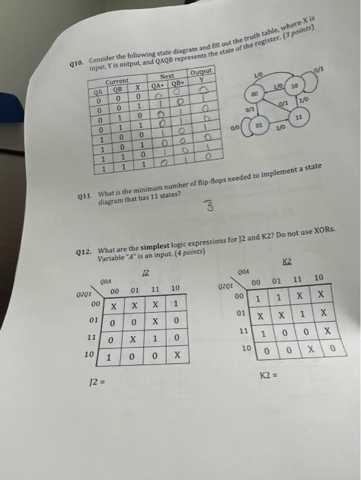 Solved Q10. consider the following state diagram and fill | Chegg.com