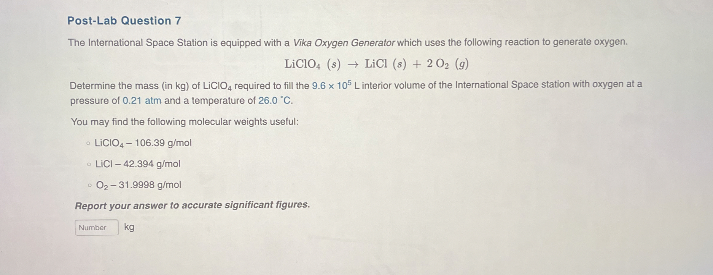 Solved Post-Lab Question 7The International Space Station is | Chegg.com