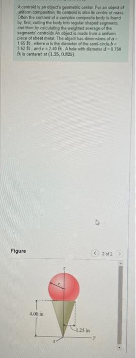 Solved A centroid is an object's geometric center For an | Chegg.com