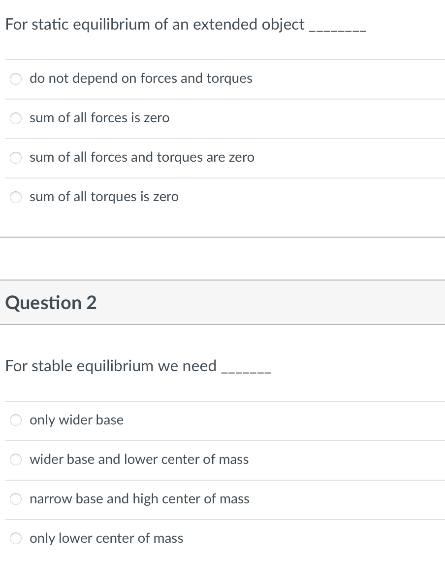 Solved For static equilibrium of an extended objectdo not | Chegg.com