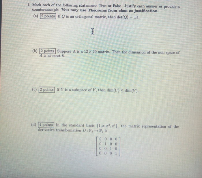 Solved 1. Mark each of the following statements True or | Chegg.com
