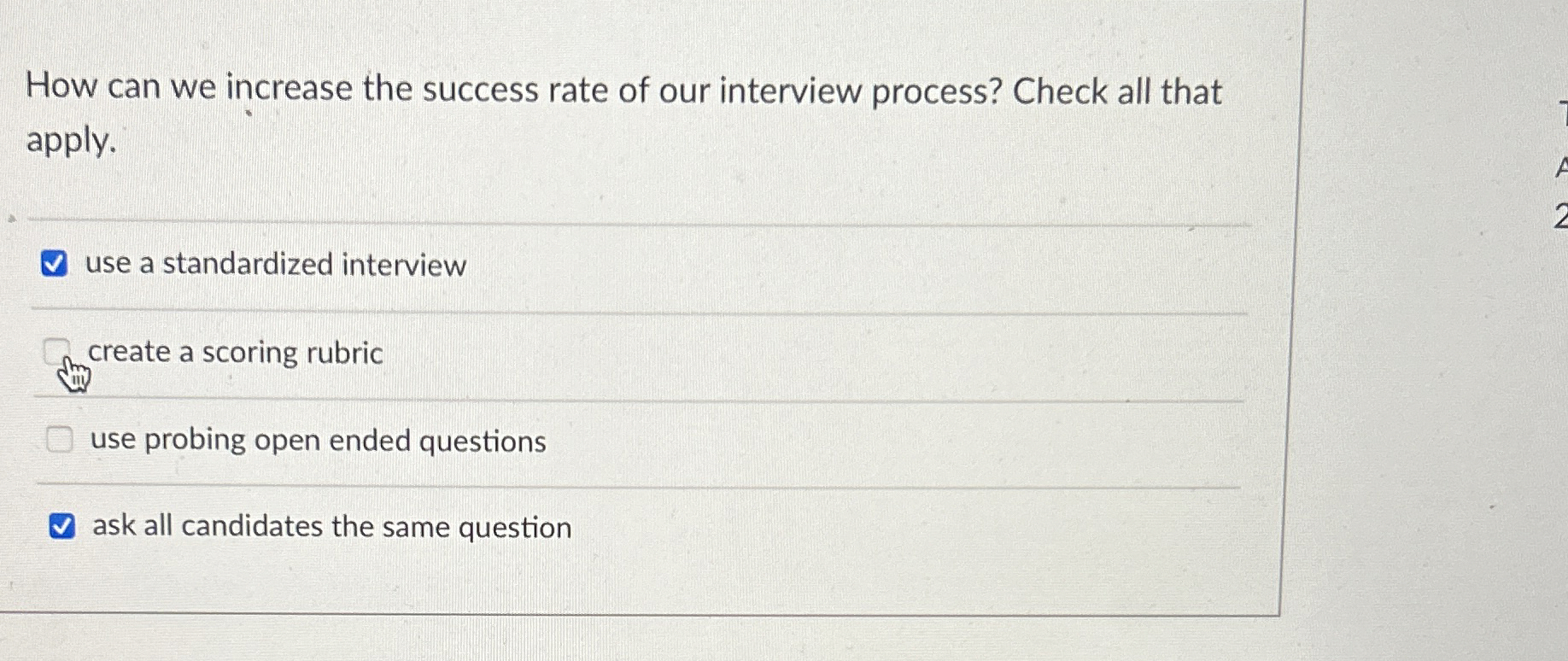 Solved How can we increase the success rate of our interview | Chegg.com