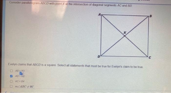 Solved Consider parallelogram ABCD with point X at the | Chegg.com