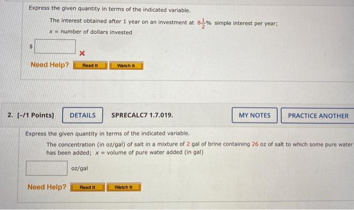 Solved Express the given quantity in terms of the indicated | Chegg.com