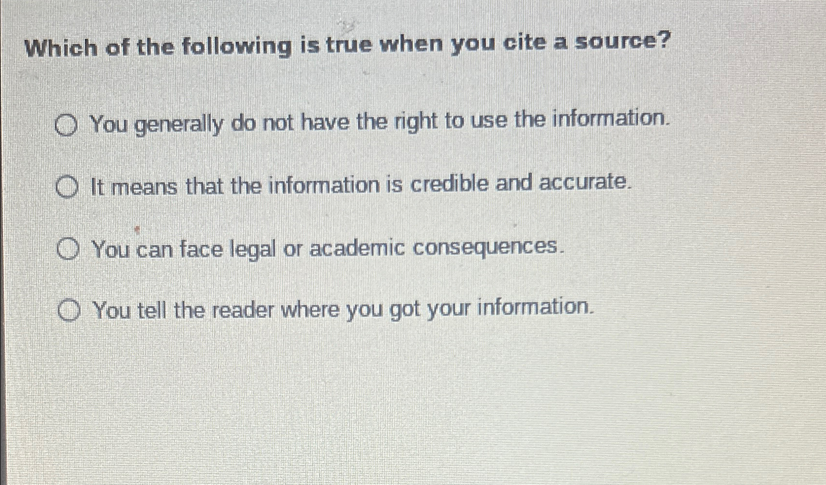Solved Which of the following is true when you cite a | Chegg.com