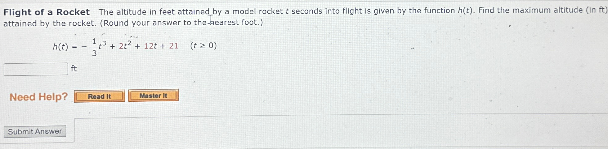 Solved Flight of a Rocket The altitude in feet attained by a | Chegg.com