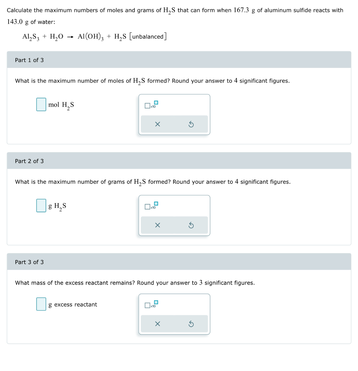 Solved Calculate the maximum numbers of moles and grams of | Chegg.com