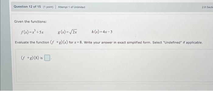 Solved Given the functions: f(x)=x3+5xg(x)=2xh(x)=4x−3 | Chegg.com