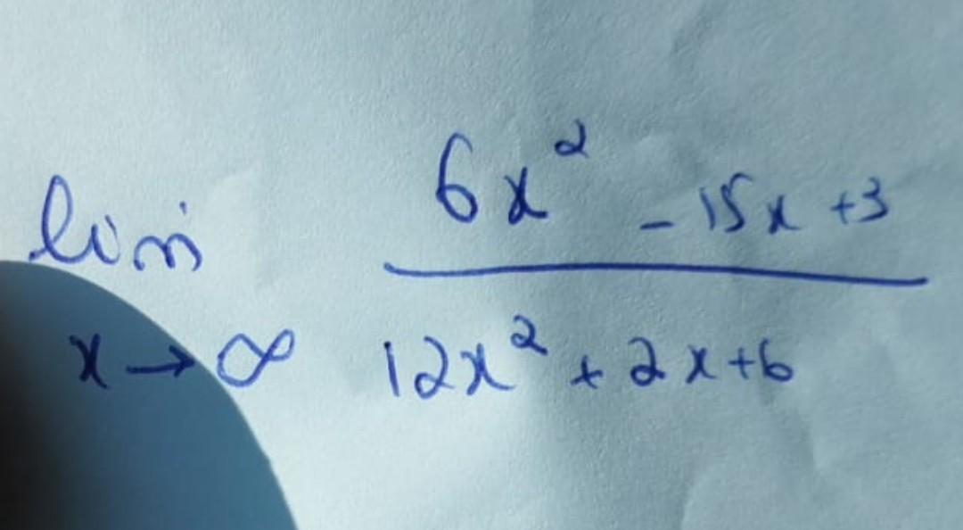Solved limx→∞12x2+2x+66x2−15x+3 | Chegg.com
