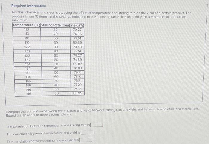 Solved Required information Another chemical engineer is | Chegg.com