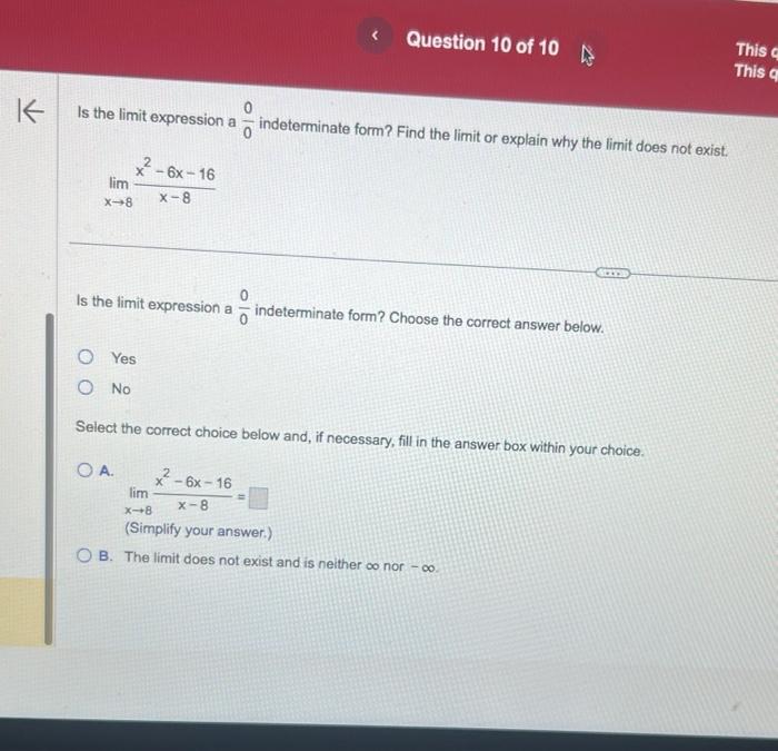 Solved Is the limit expression a 00 indeterminate form? Find | Chegg.com