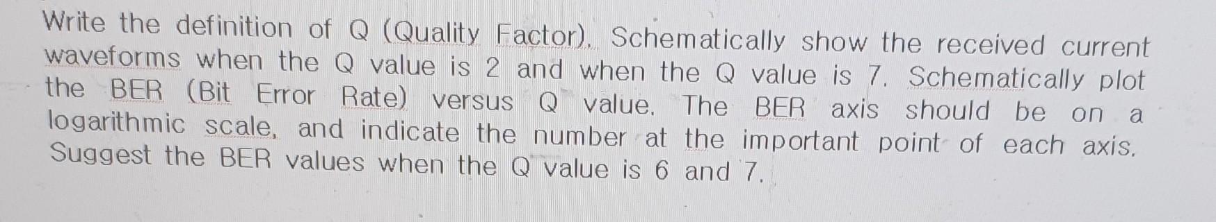 Solved Write the definition of Q (Quality Factor). | Chegg.com