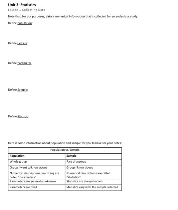Solved Define Sample: Define Statistic: Here is some | Chegg.com