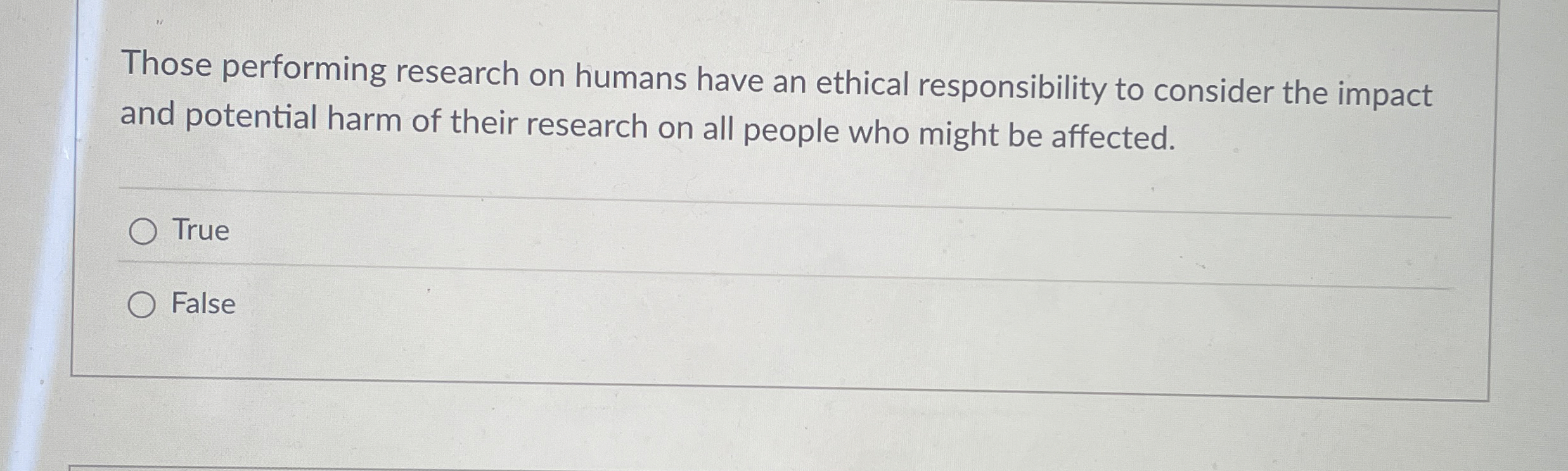 Solved Those performing research on humans have an ethical | Chegg.com