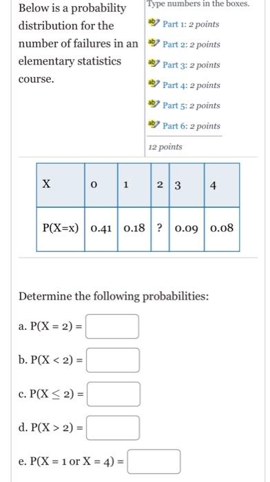 Solved Determine the following probabilities: a. P(X=2)= b. | Chegg.com