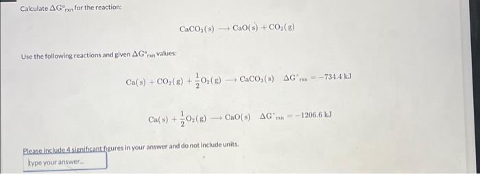Solved Calculate ΔG∘,ne for the reaction: CaCO3( | Chegg.com
