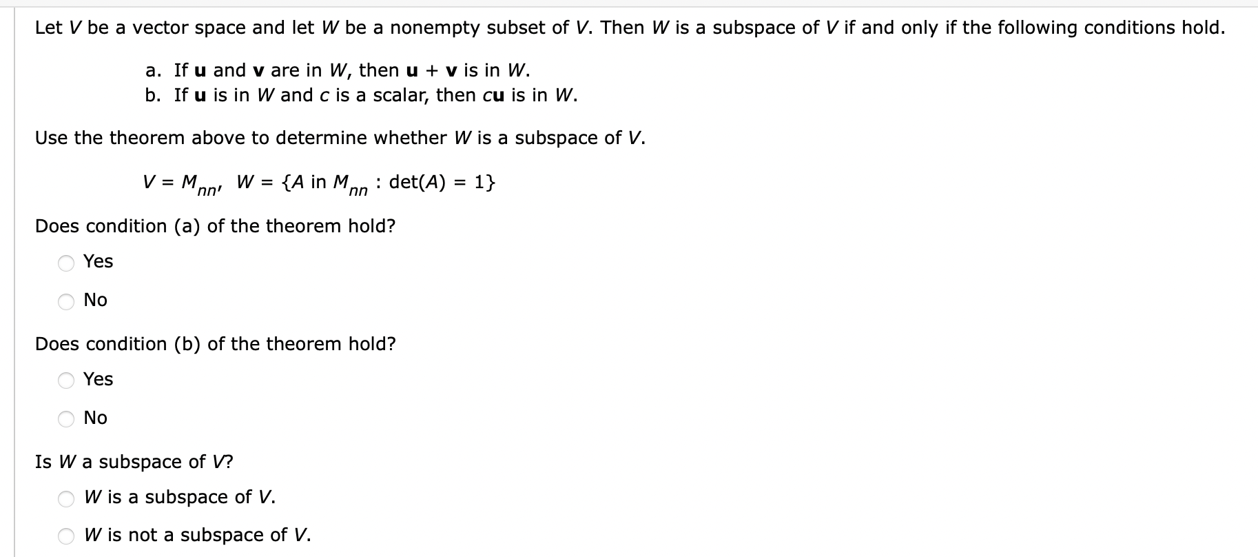 Solved Let V be a vector space and let W be a nonempty | Chegg.com Solved Let V be a vector space and let W be a nonempty | Chegg.com