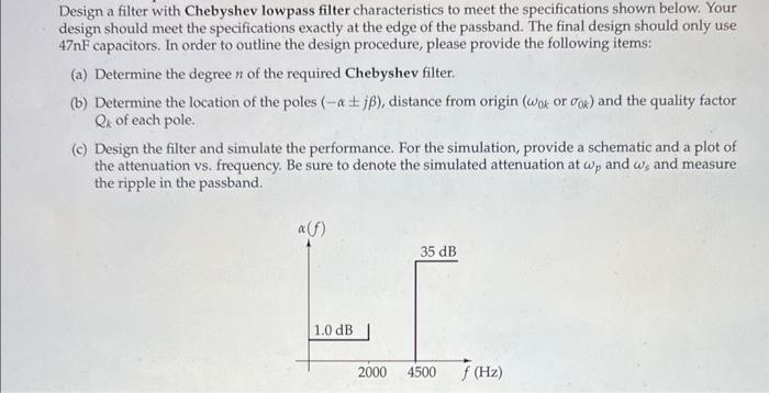 Solved Design a filter with Chebyshev lowpass filter | Chegg.com