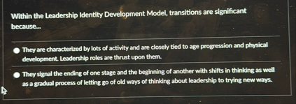 Solved Within the Leadership Identity Development Model, | Chegg.com
